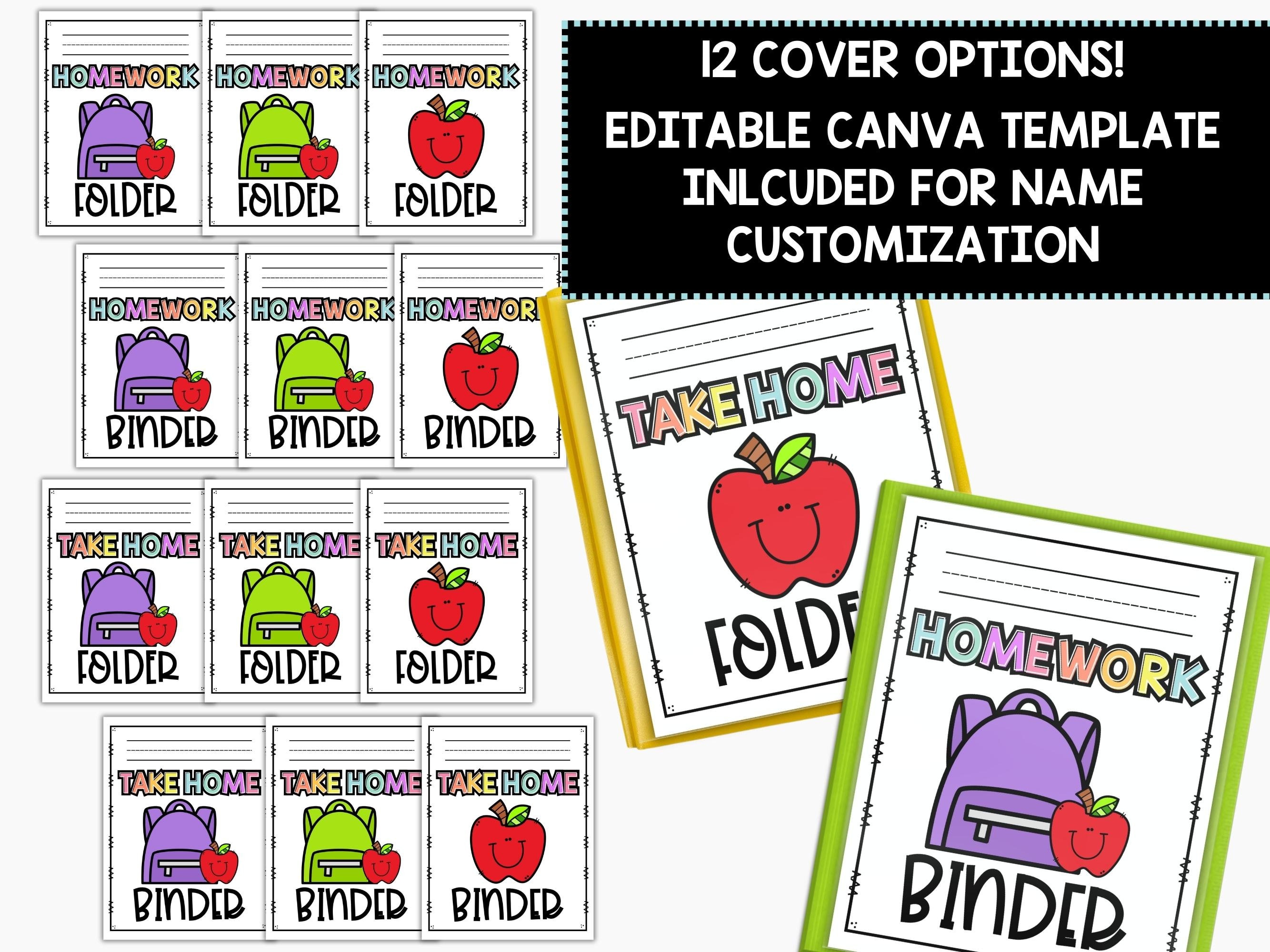 Editable Take Home Folder Canva Templates, Student Homework Folder ...