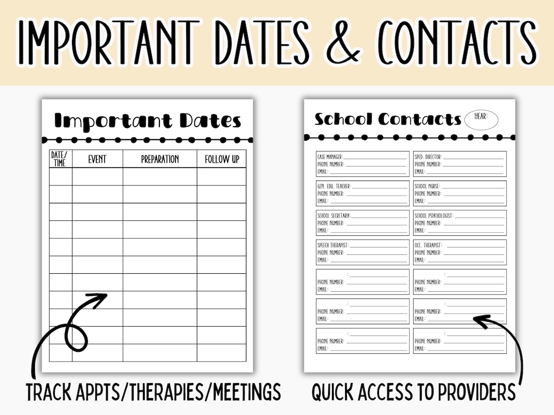 Editable Parent IEP Binder, Printable IEP Meeting Tracker, Editable ...