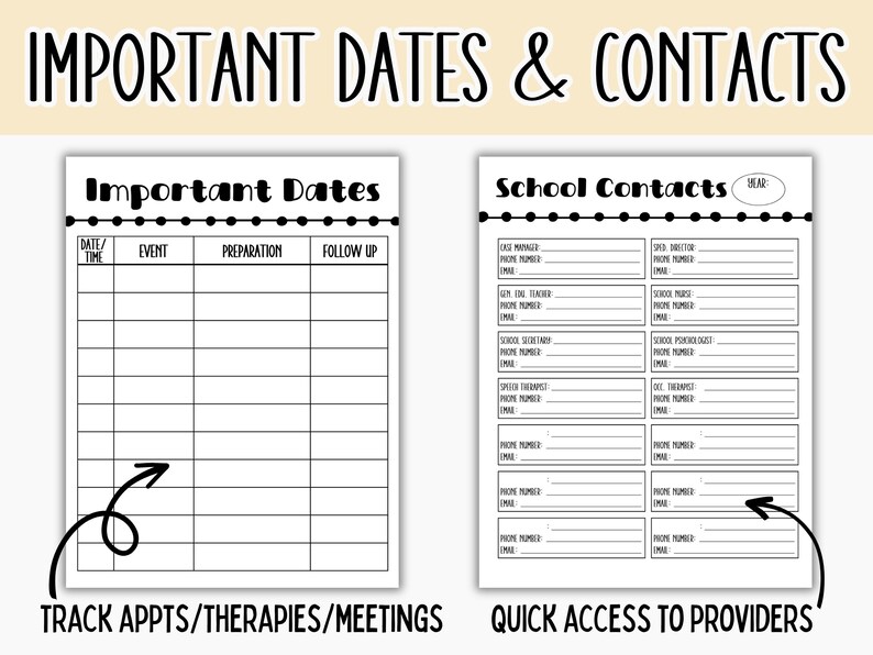 Editable Parent IEP Binder, Printable IEP Meeting Tracker, Editable ...