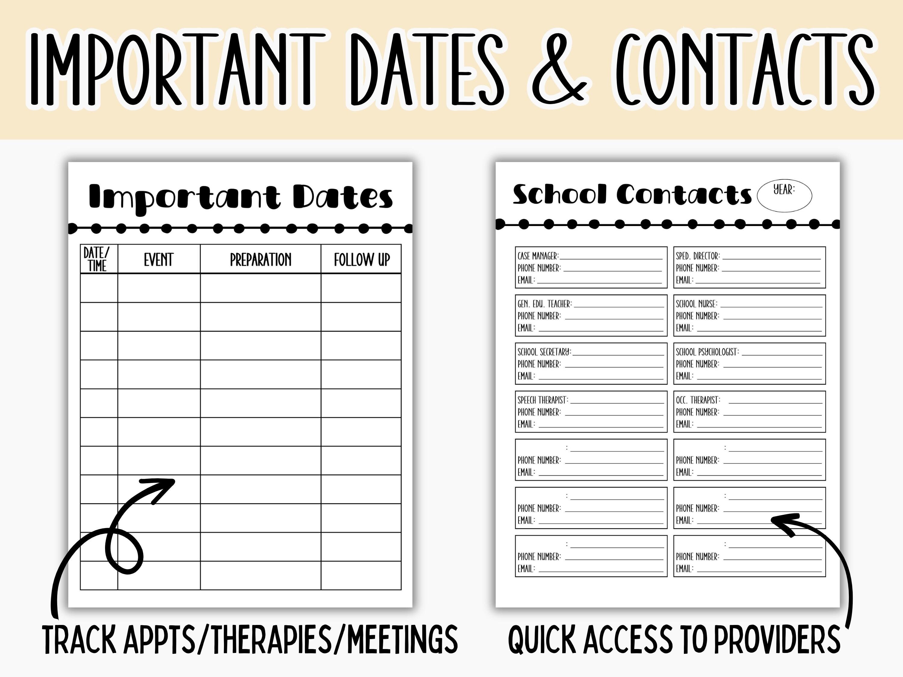 Editable Parent IEP Binder, Printable IEP Meeting Tracker, Editable ...