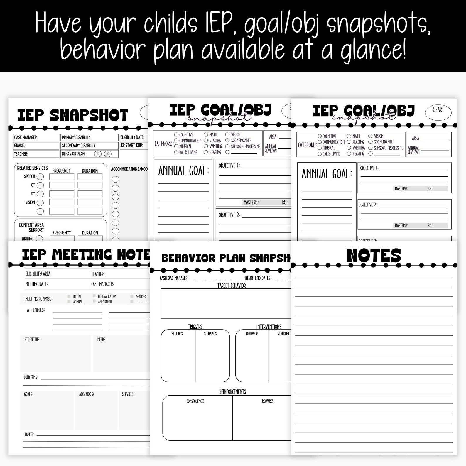 Editable Boho Parent IEP Binder, Printable IEP Meeting Tracker ...