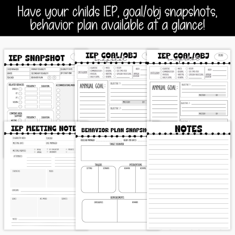 Editable Boho Parent IEP Binder, Printable IEP Meeting Tracker ...