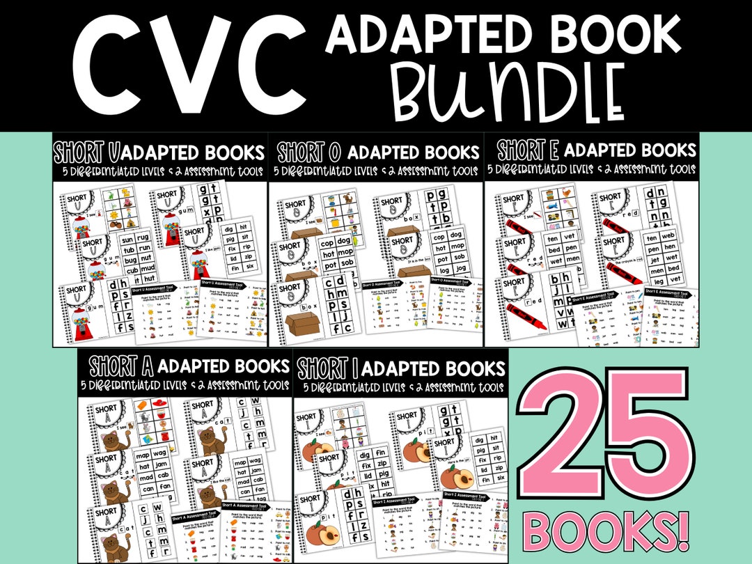 CVC Adapted Books BUNDLE, Special Education Instruction, Short Vowel ...