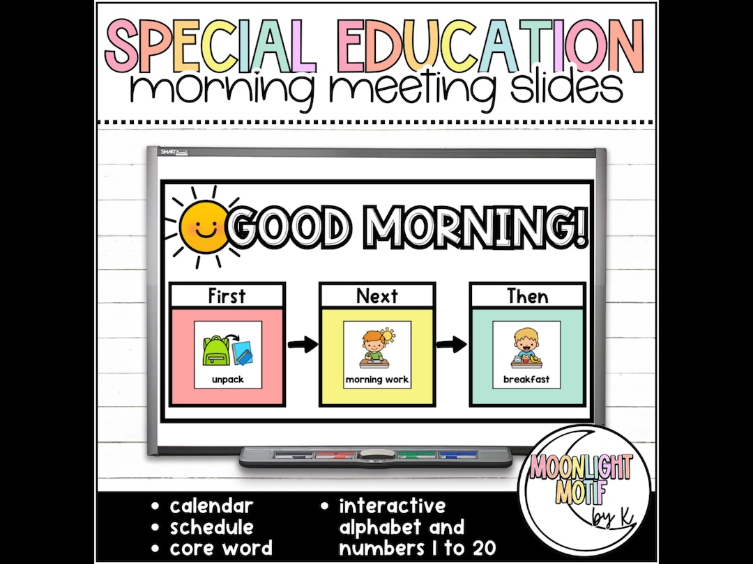 Special Education Morning Meeting Slides, Digital Visual Schedule, Core ...