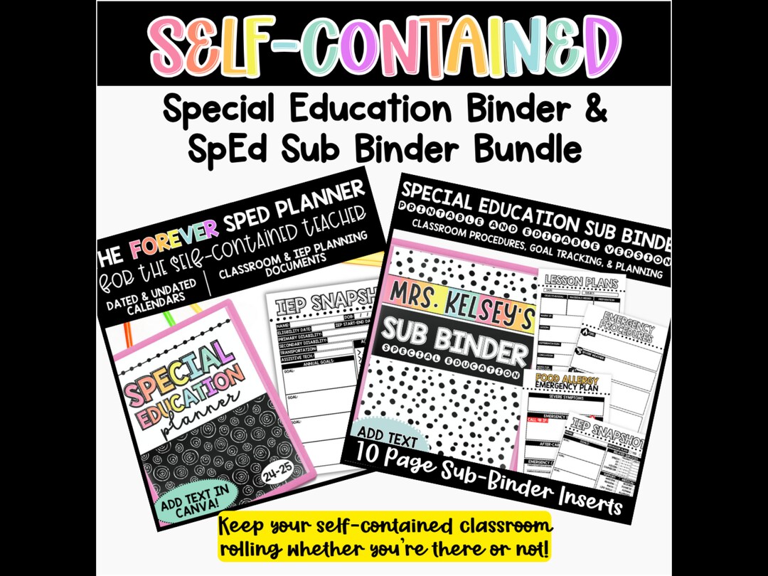 Editable Special Education and Sped Sub Binder Bundle, Classroom ...
