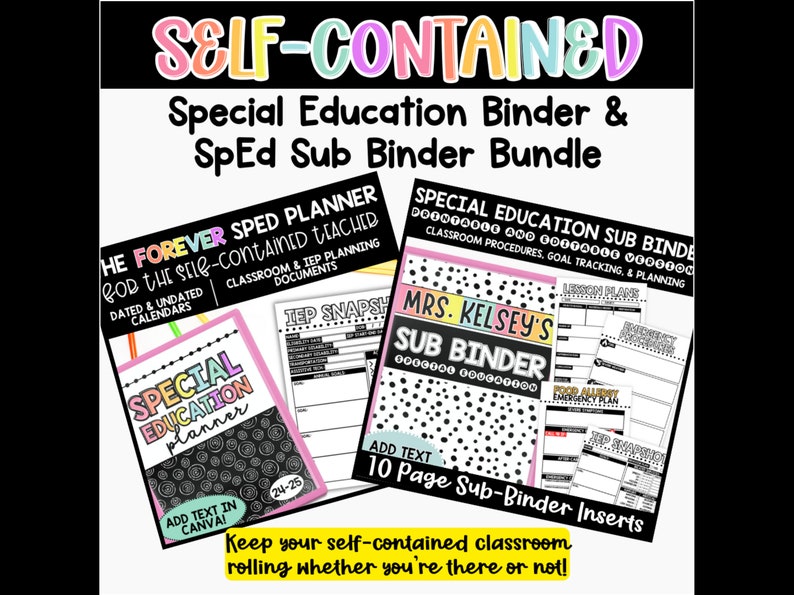 Editable Special Education and Sped Sub Binder Bundle, Classroom ...