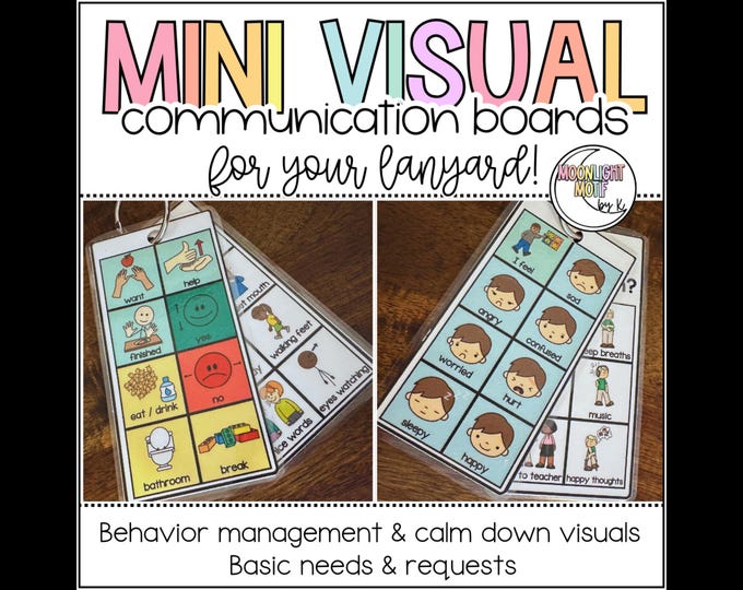 Portable Mini Communication Boards, Lanyard Visuals on the Go, Special ...