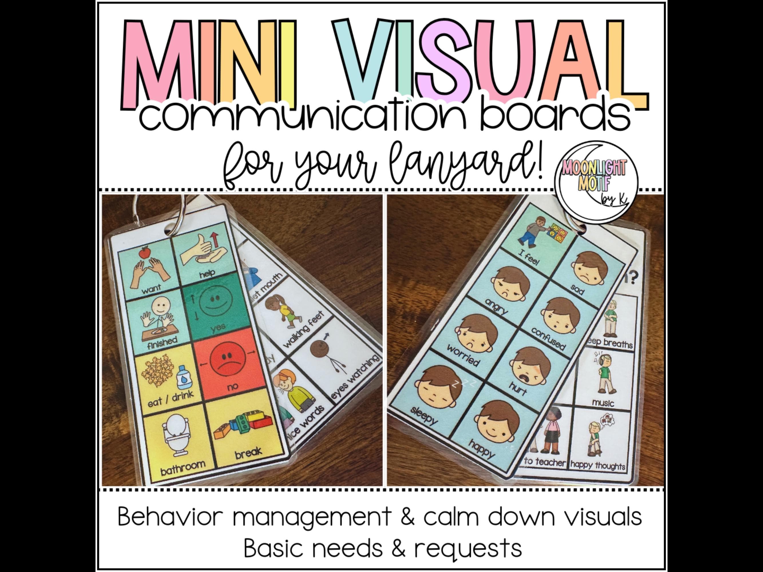 Portable Mini Communication Boards, Lanyard Visuals on the Go, Special ...