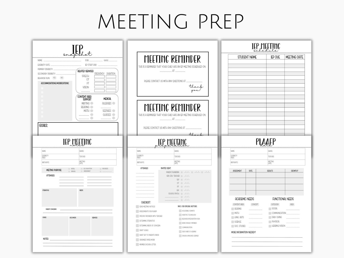 Printable Special Education Caseload Templates, IEP Goal Planning ...