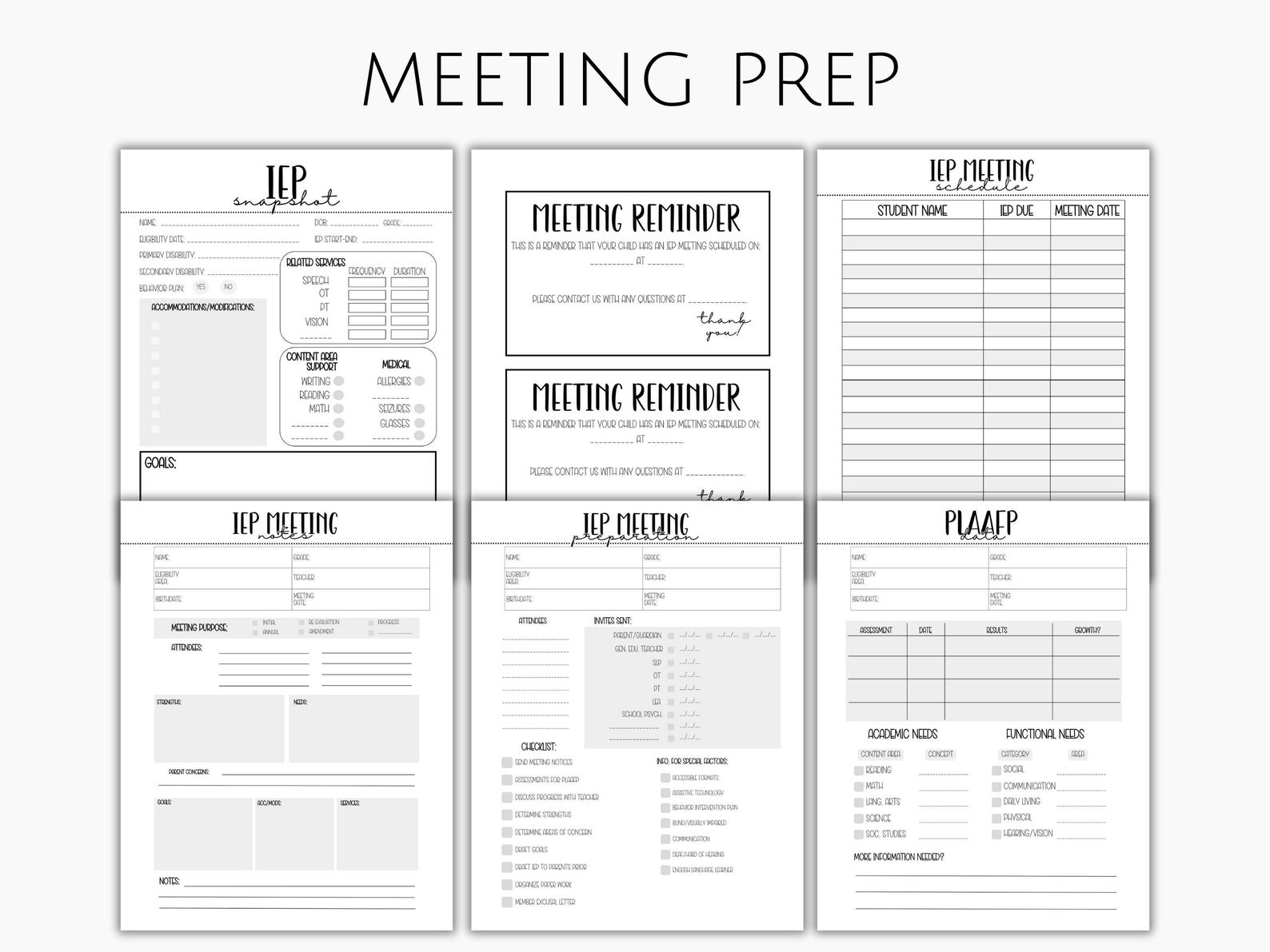 Printable Special Education Caseload Templates, IEP Goal Planning ...