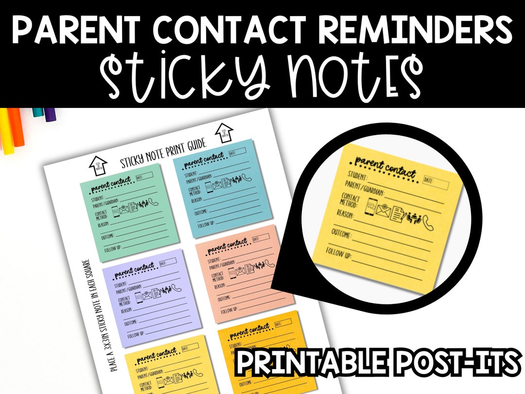 Printable Parent Contact Log, Sticky Note Templates, Contact Log ...