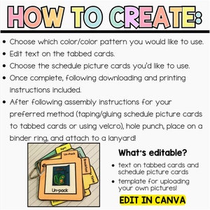 Editable Portable Visual Schedule, Lanyard Visual Schedule, Special ...