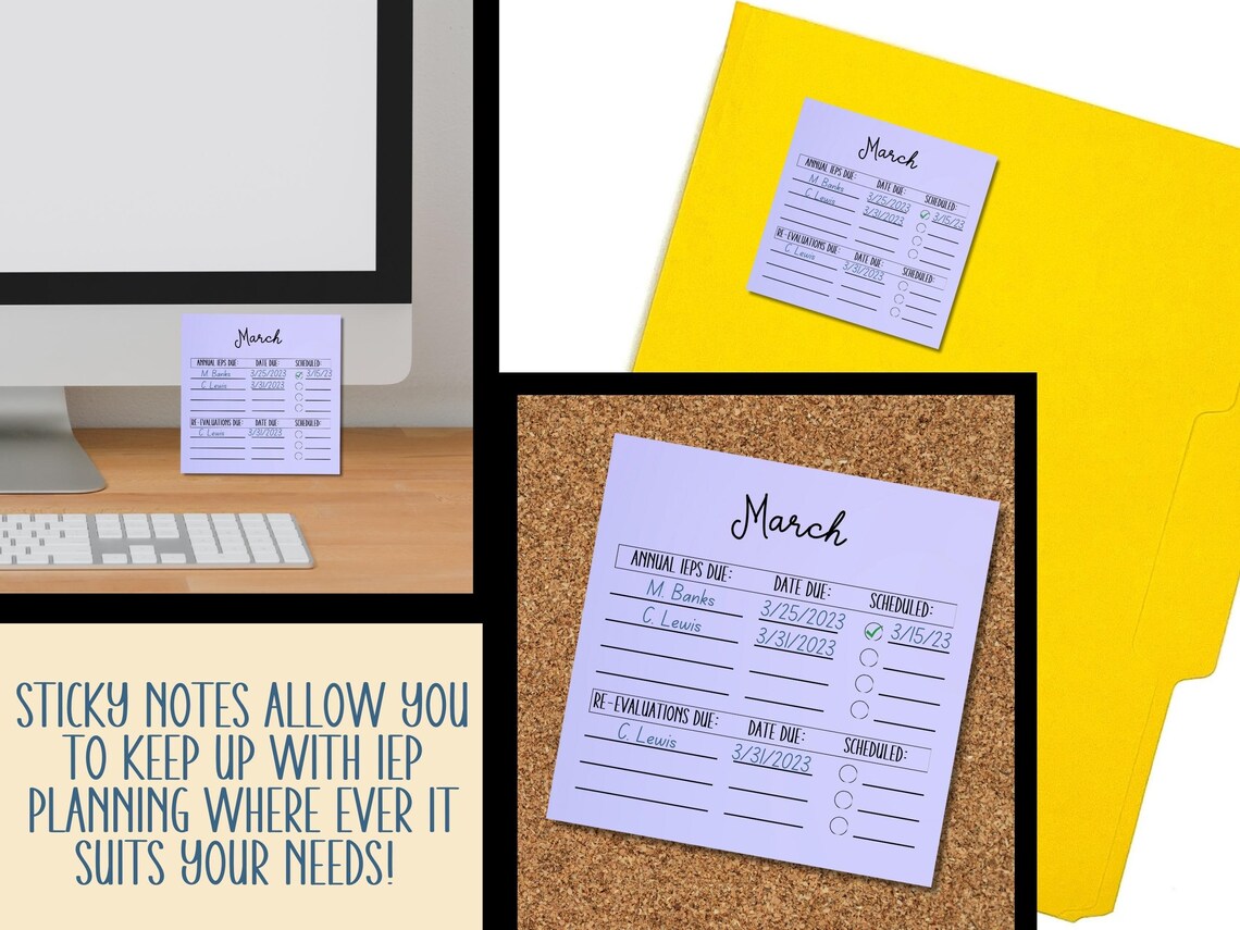Printable IEP Meeting Reminder Sticky Note Templates, IEP Meeting Prep ...