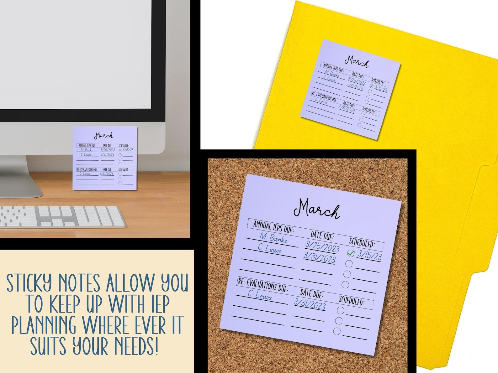 Printable IEP Meeting Reminder Sticky Note Templates, IEP Meeting Prep ...
