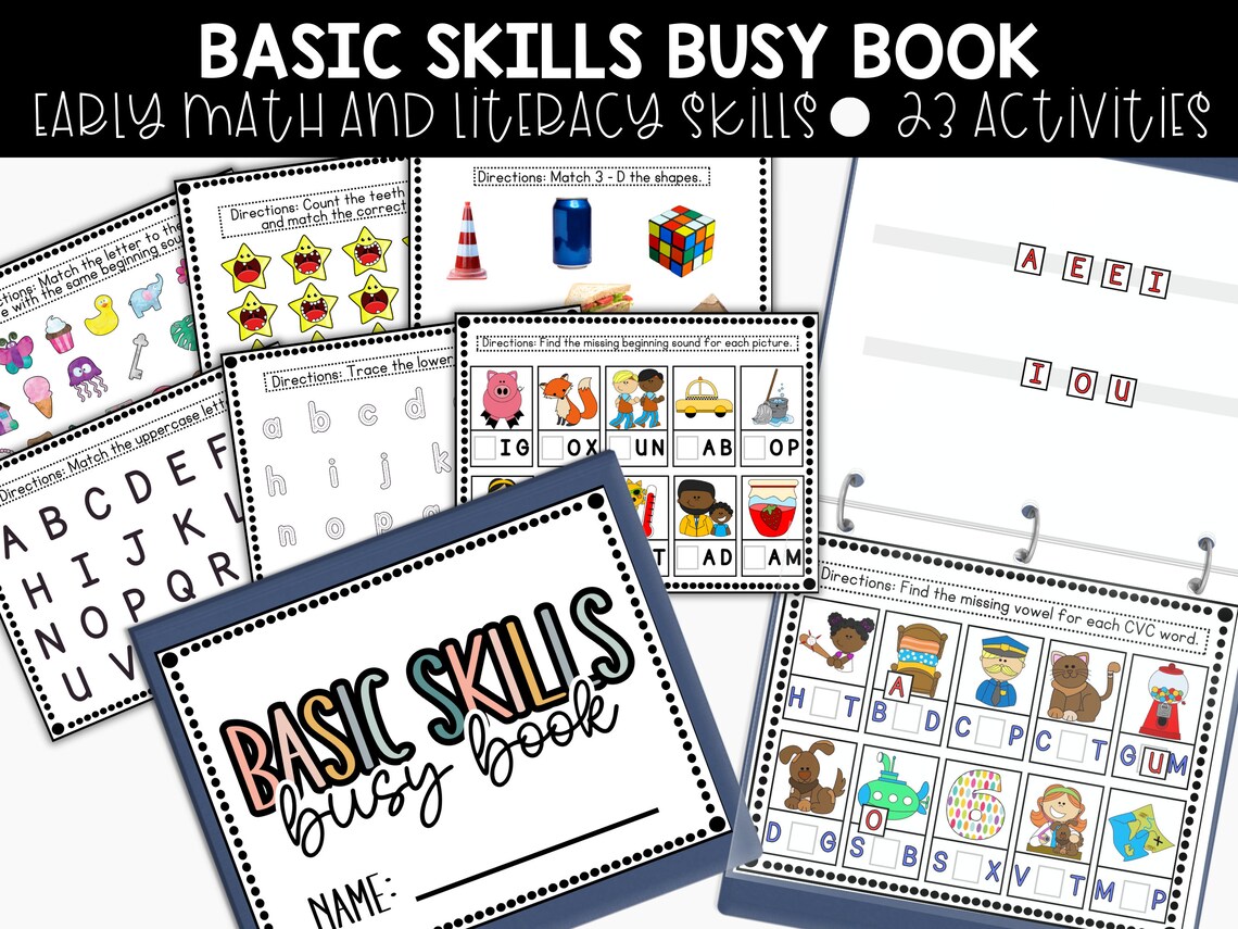 Basic Skills Busy Binder, Printable Kindergarten Busy Book, Basic ...