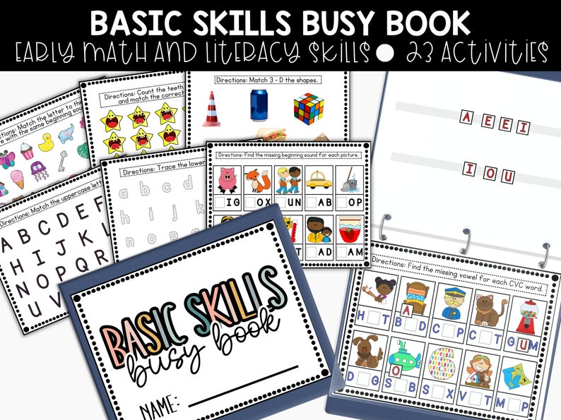 Basic Skills Busy Binder, Printable Kindergarten Busy Book, Basic ...
