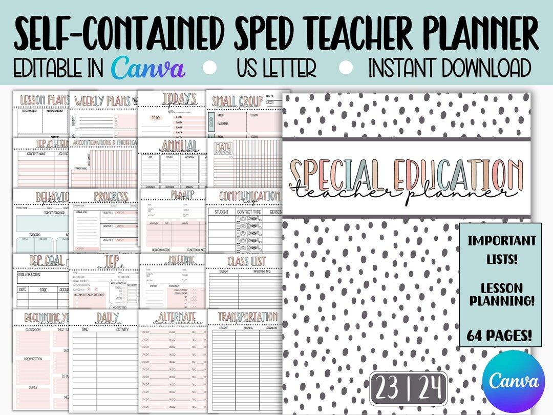 Self Contained Special Education Planner Editable Boho - Etsy