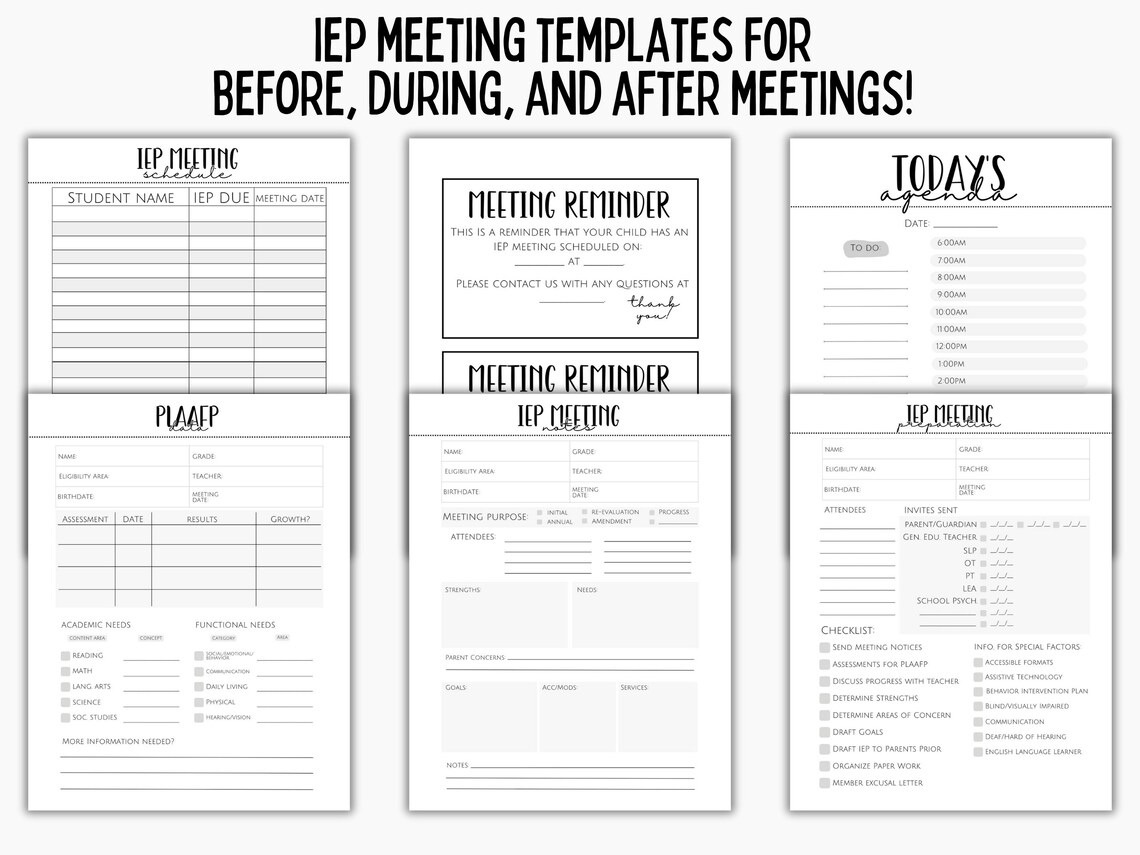 Editable IEP Meeting Planner Templates, Canva Templates, Printable ...