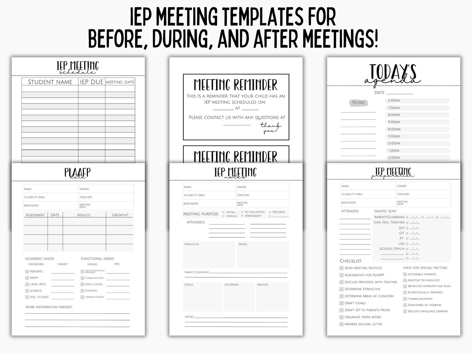 Editable IEP Meeting Planner Templates, Canva Templates, Printable ...