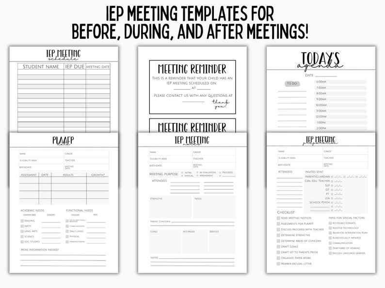Editable IEP Meeting Planner Templates, Canva Templates, Printable ...