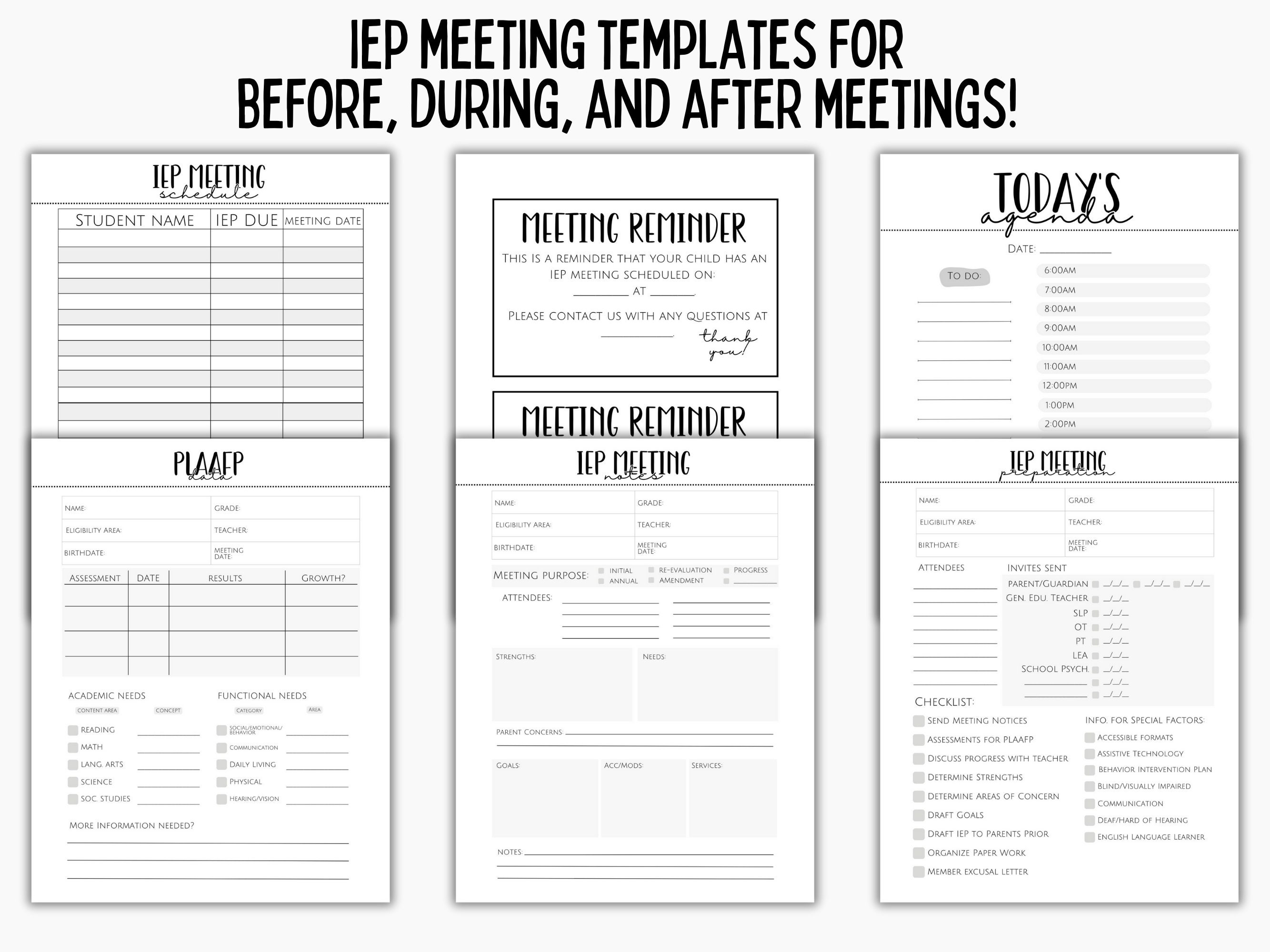 Editable IEP Meeting Planner Templates, Canva Templates, Printable ...