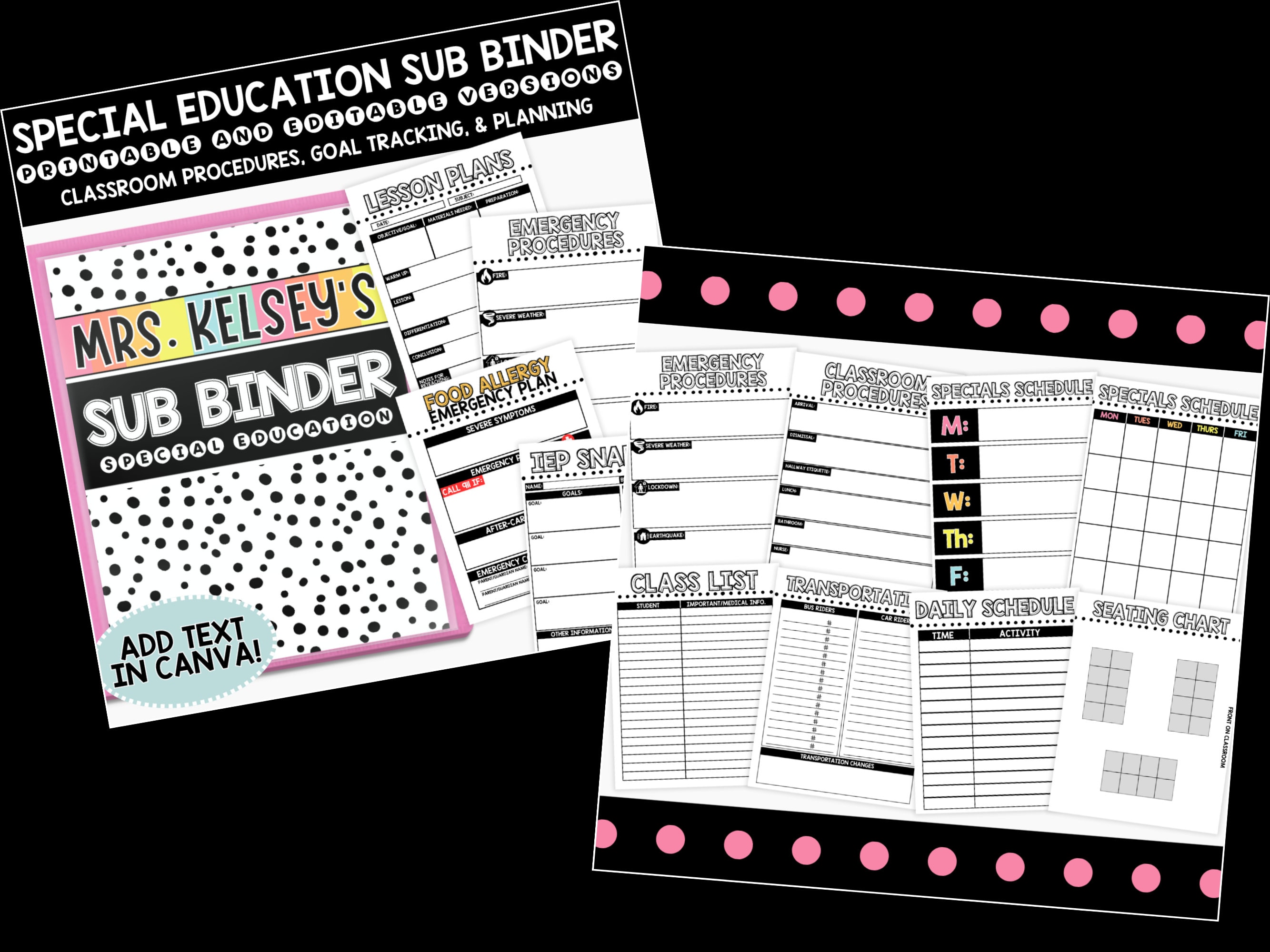 Editable Special Education and Sped Sub Binder Bundle, Classroom ...