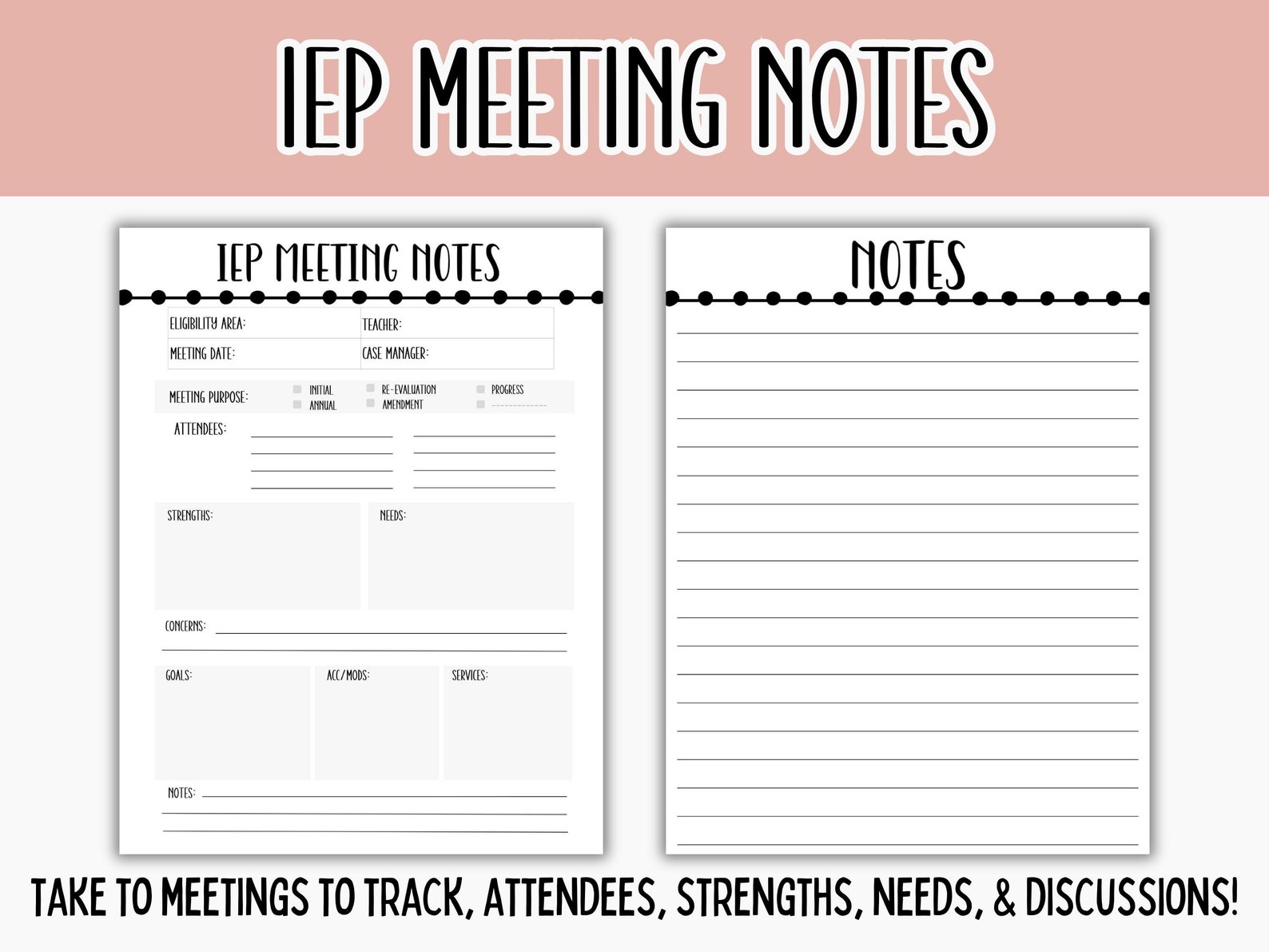 Editable Parent IEP Binder, Printable IEP Meeting Tracker, Editable ...