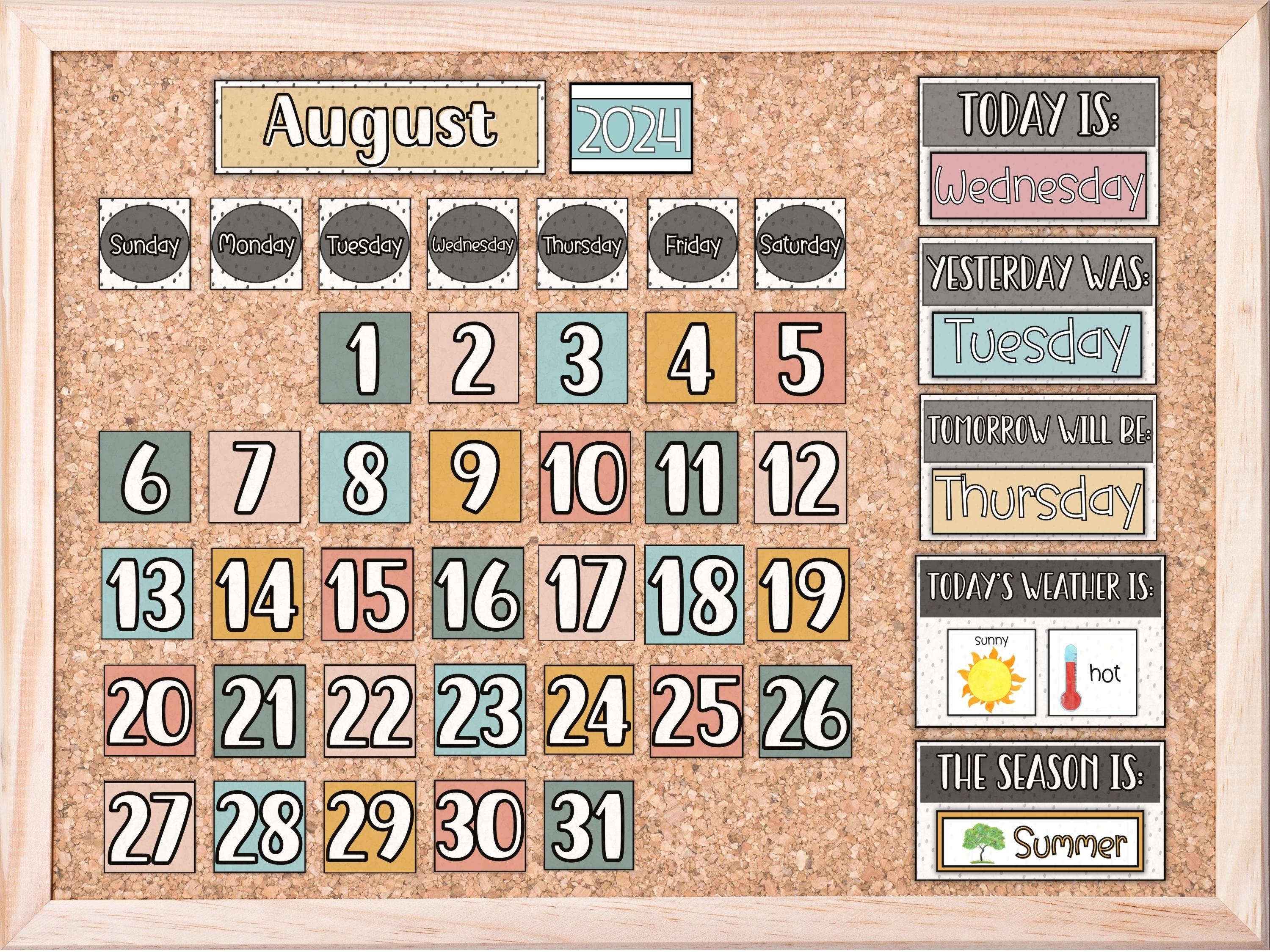 Printable Neutral Classroom Calendar, Boho Calendar Set, Classroom Boho ...