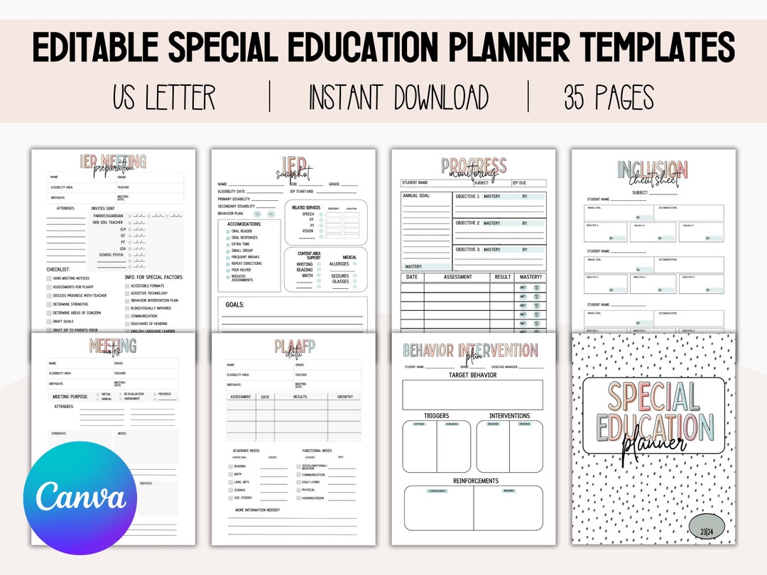 Editable Boho Special Education Caseload Templates IEP Goal - Etsy