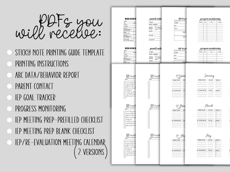 Printable Special Education Sticky Notes, IEP Meeting Prep, Behavior ...