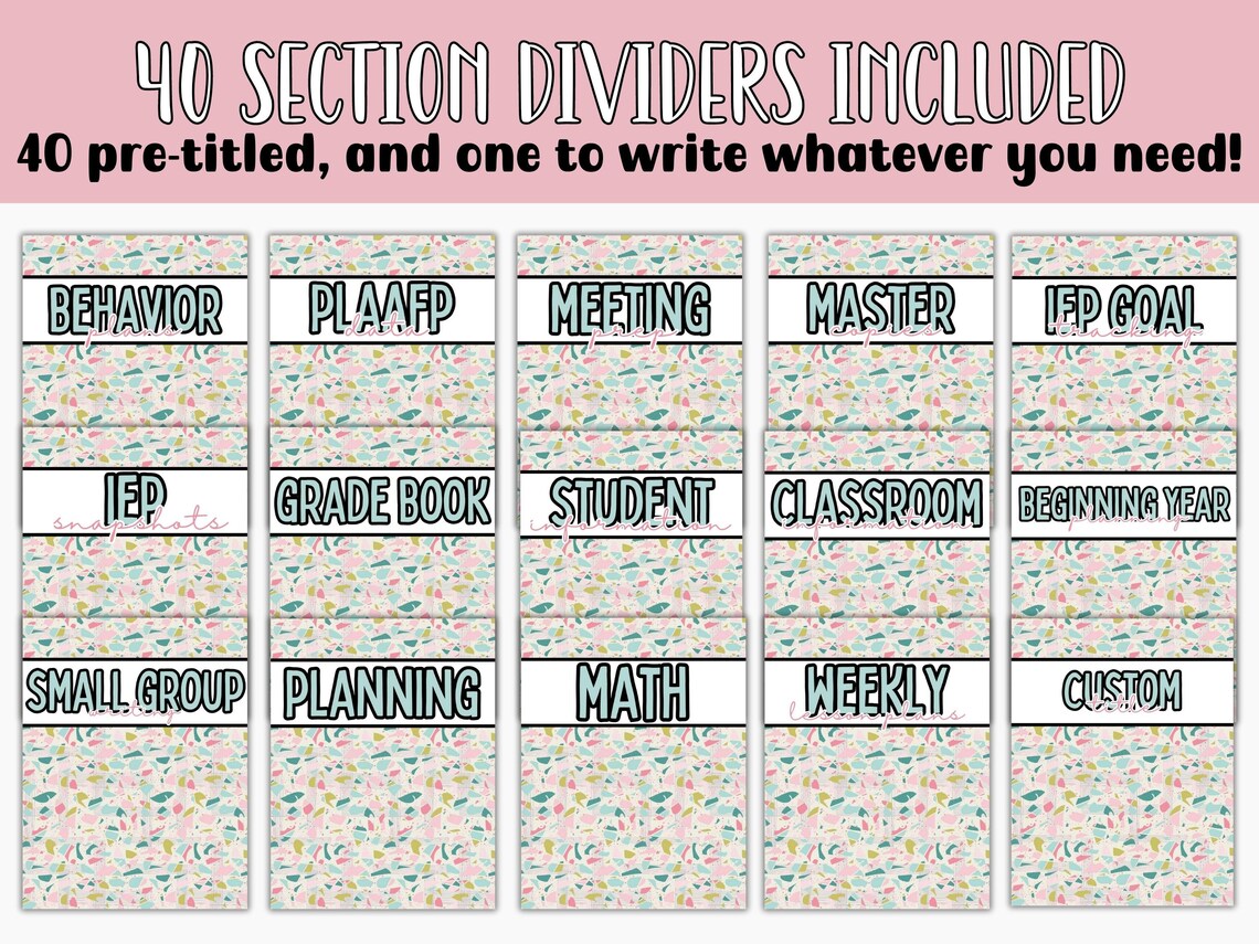 Editable Self Contained Special Education Planner, Terrazzo Teacher ...