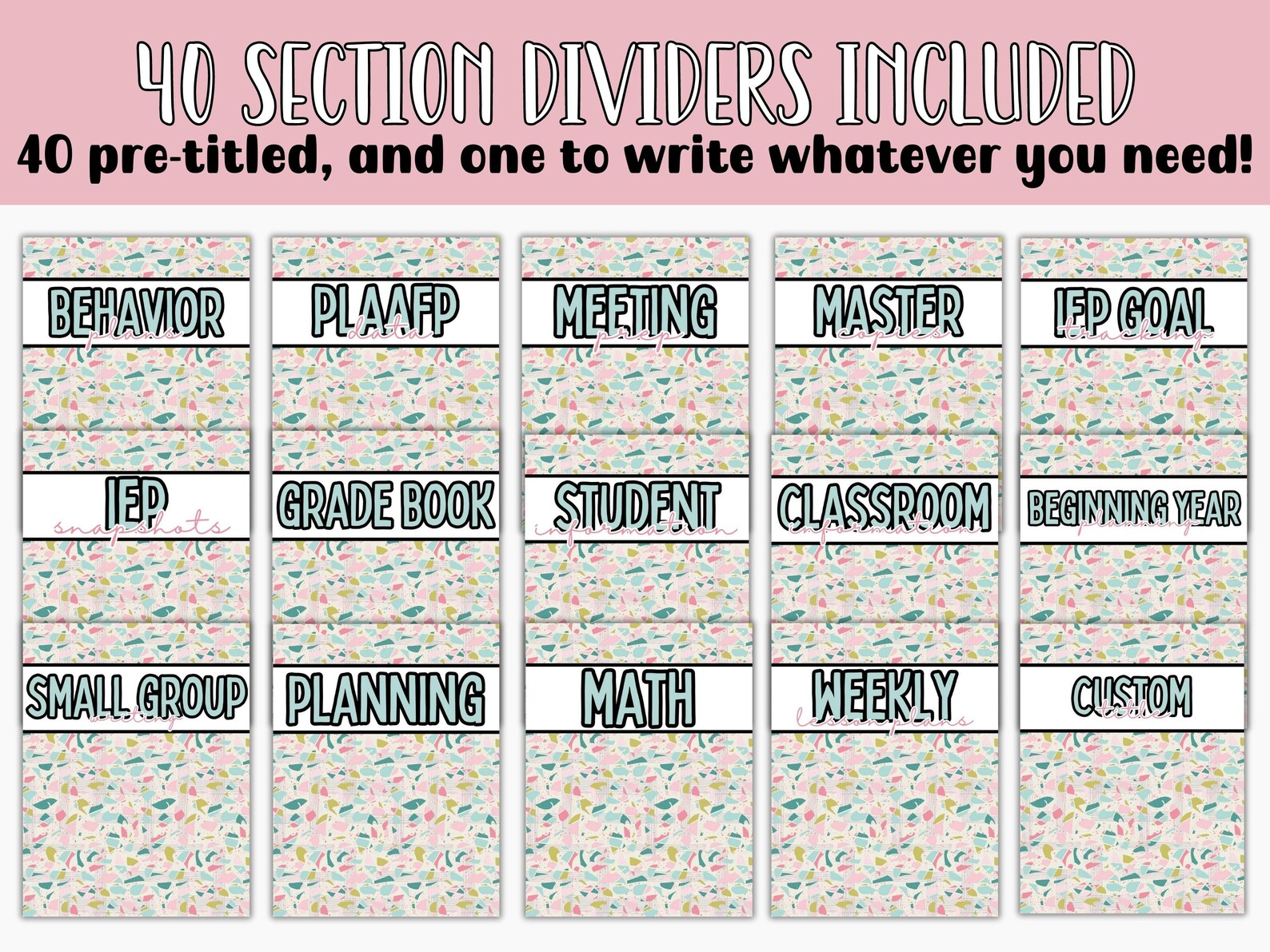 Editable Self Contained Special Education Planner, Terrazzo Teacher ...