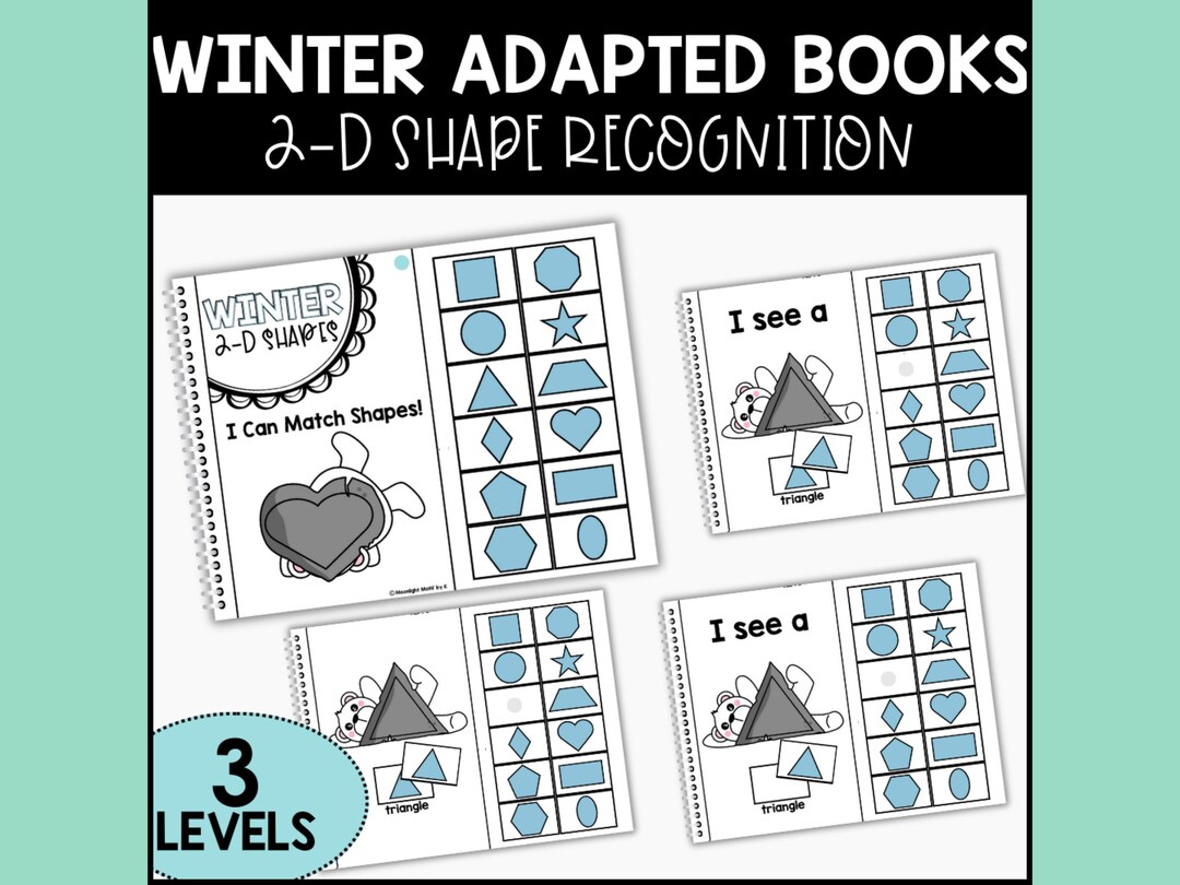 Winter 2-D Shape Adapted Books, 3 Levels, 2-D Shape Recognition ...