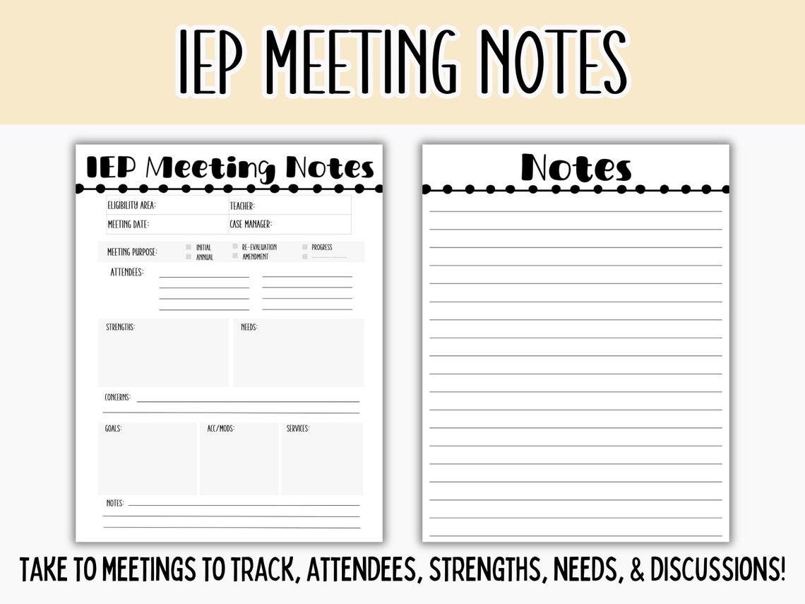 Editable Parent IEP Binder, Printable IEP Meeting Tracker, Editable ...