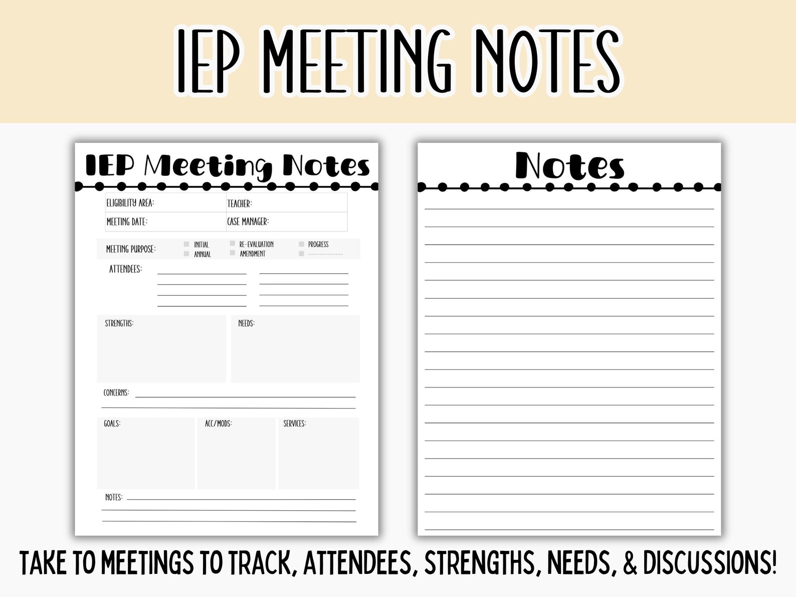 Editable Parent IEP Binder, Printable IEP Meeting Tracker, Editable ...