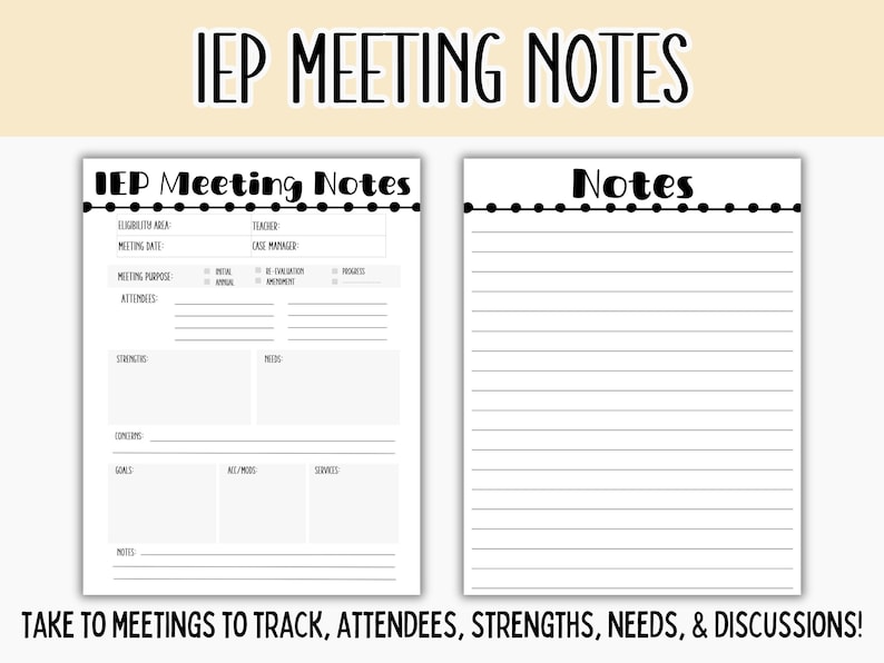 Editable Parent IEP Binder, Printable IEP Meeting Tracker, Editable ...