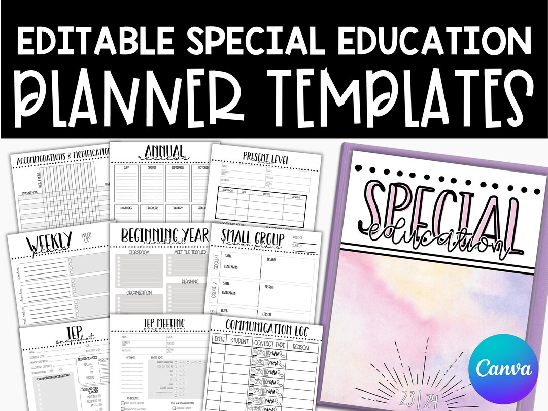 Self Contained Special Education Planner, Editable Teacher Planner, IEP ...