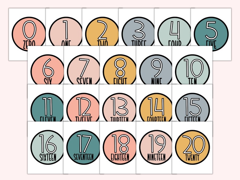 Printable Neutral Boho Classroom Decor, Boho Number Line, Number ...