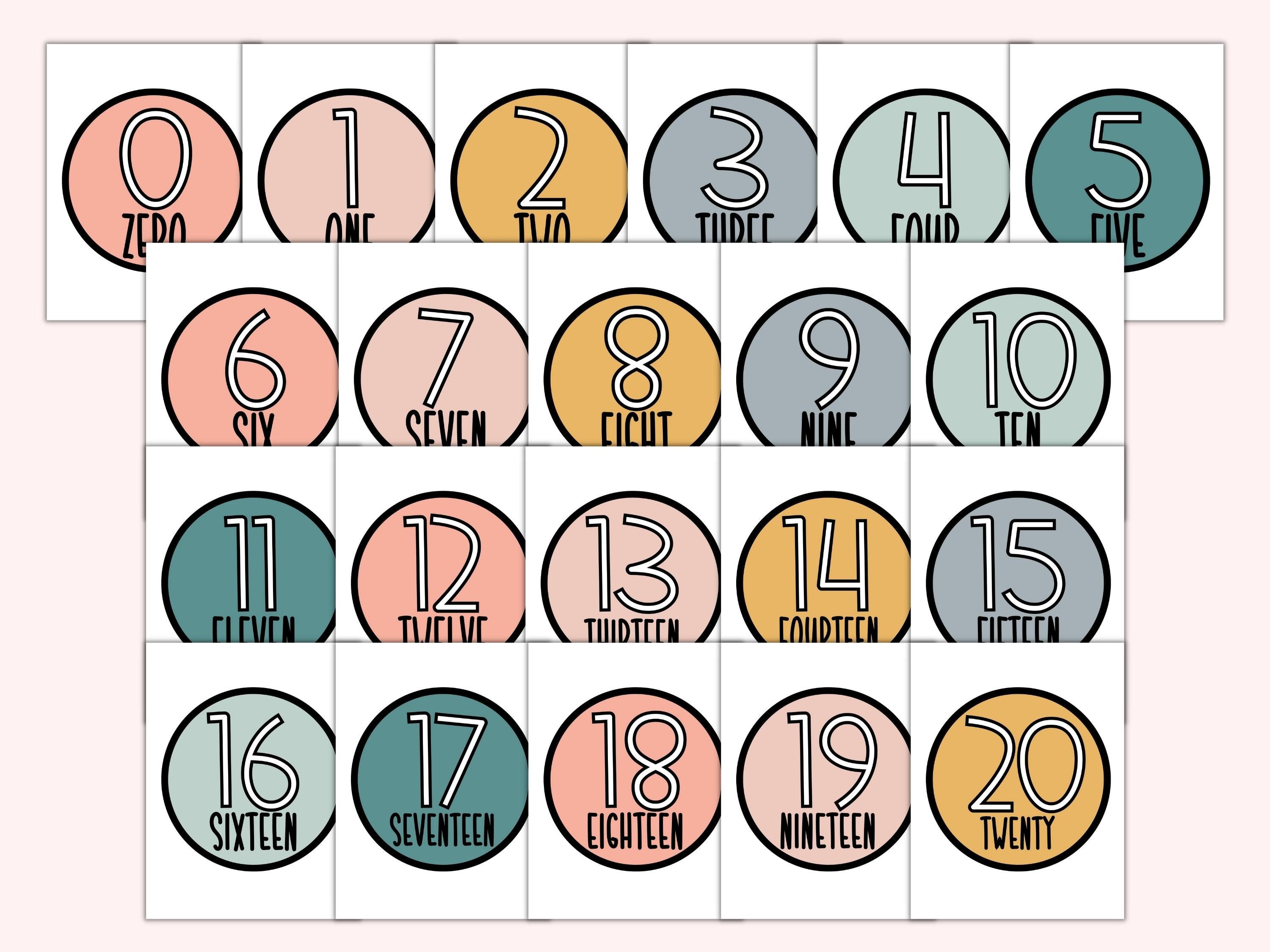 Printable Neutral Boho Classroom Decor, Boho Number Line, Number ...