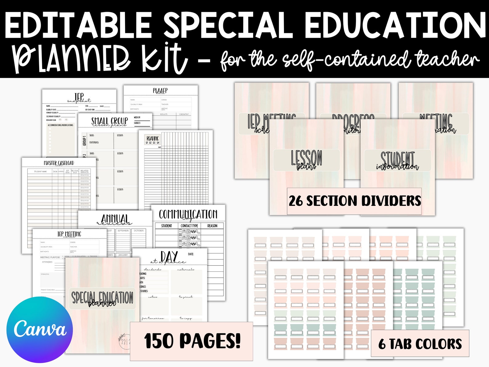Editable Self Contained Special Education Planner, Printable SPED ...