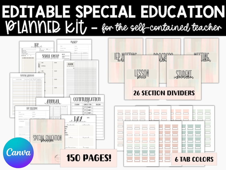 Editable Self Contained Special Education Planner, Printable SPED ...