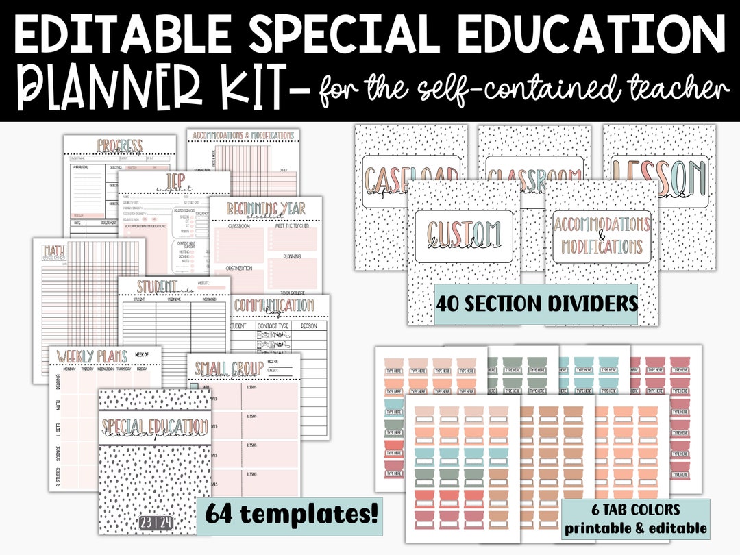 Editable Self Contained Special Education Planner, Editable Boho ...