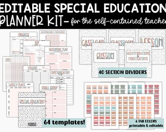 Self Contained Special Education Planner, Editable Teacher Planner, IEP ...