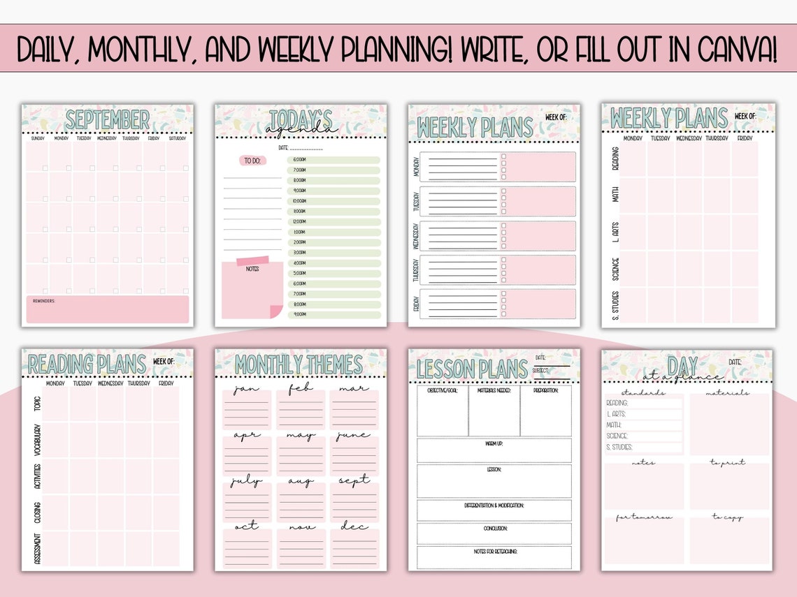 Editable Self Contained Special Education Planner, Terrazzo Teacher ...