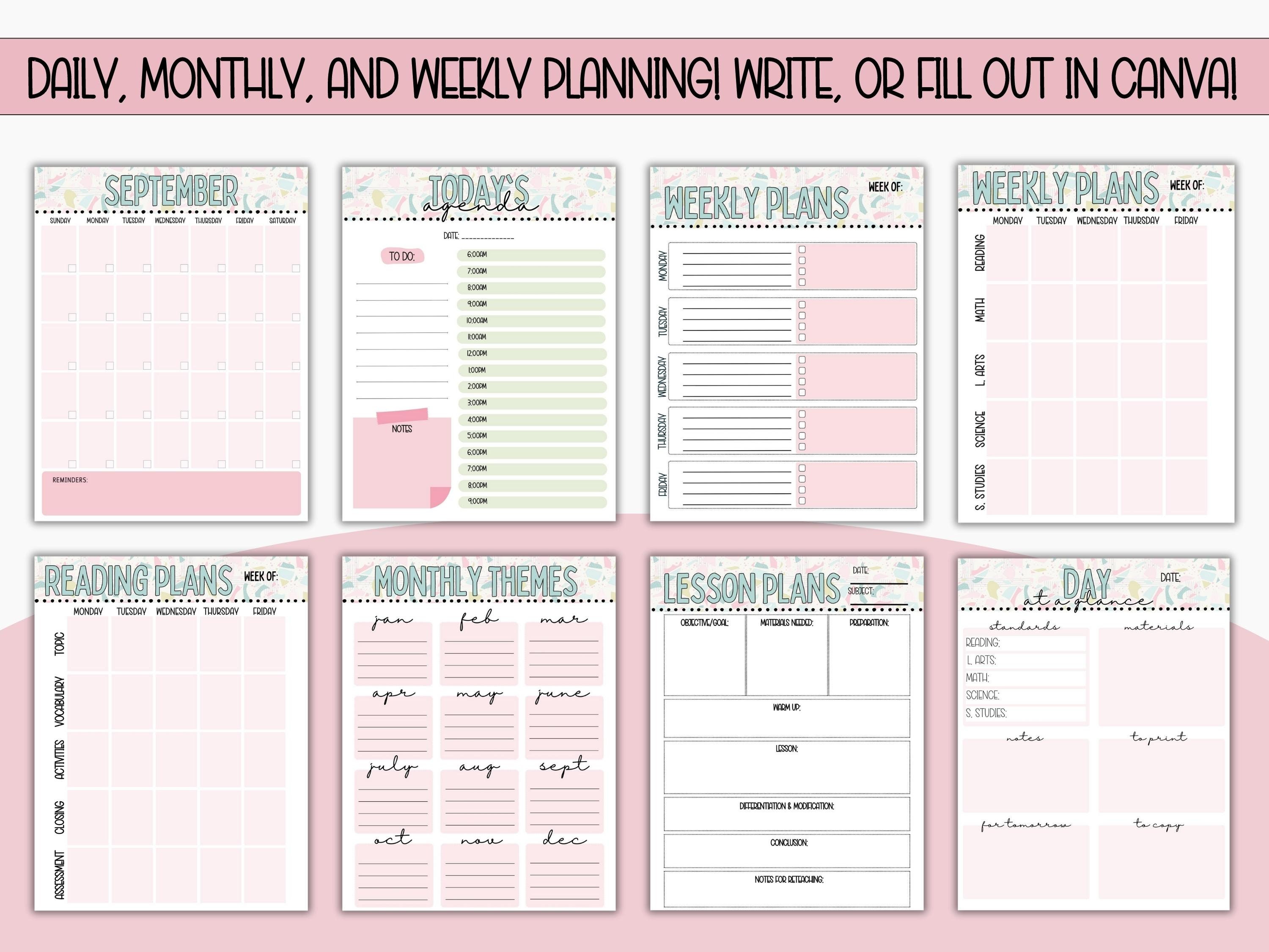 Editable Self Contained Special Education Planner, Terrazzo Teacher ...