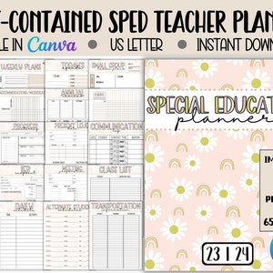 Self Contained Special Education Planner, Editable Rainbow Teacher ...