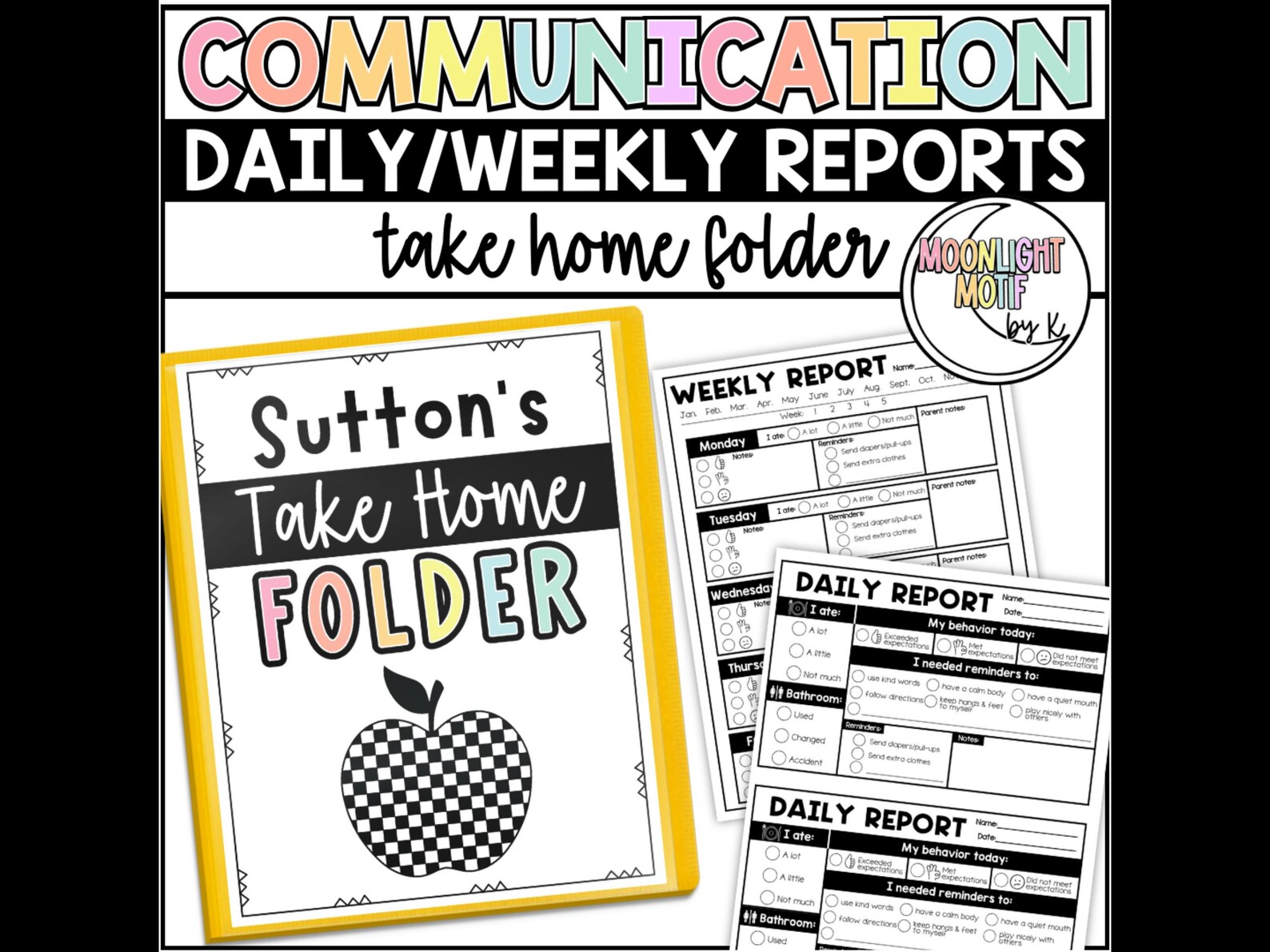 Take Home Folder With Daily and Weekly Reports, Behavior Tracking ...