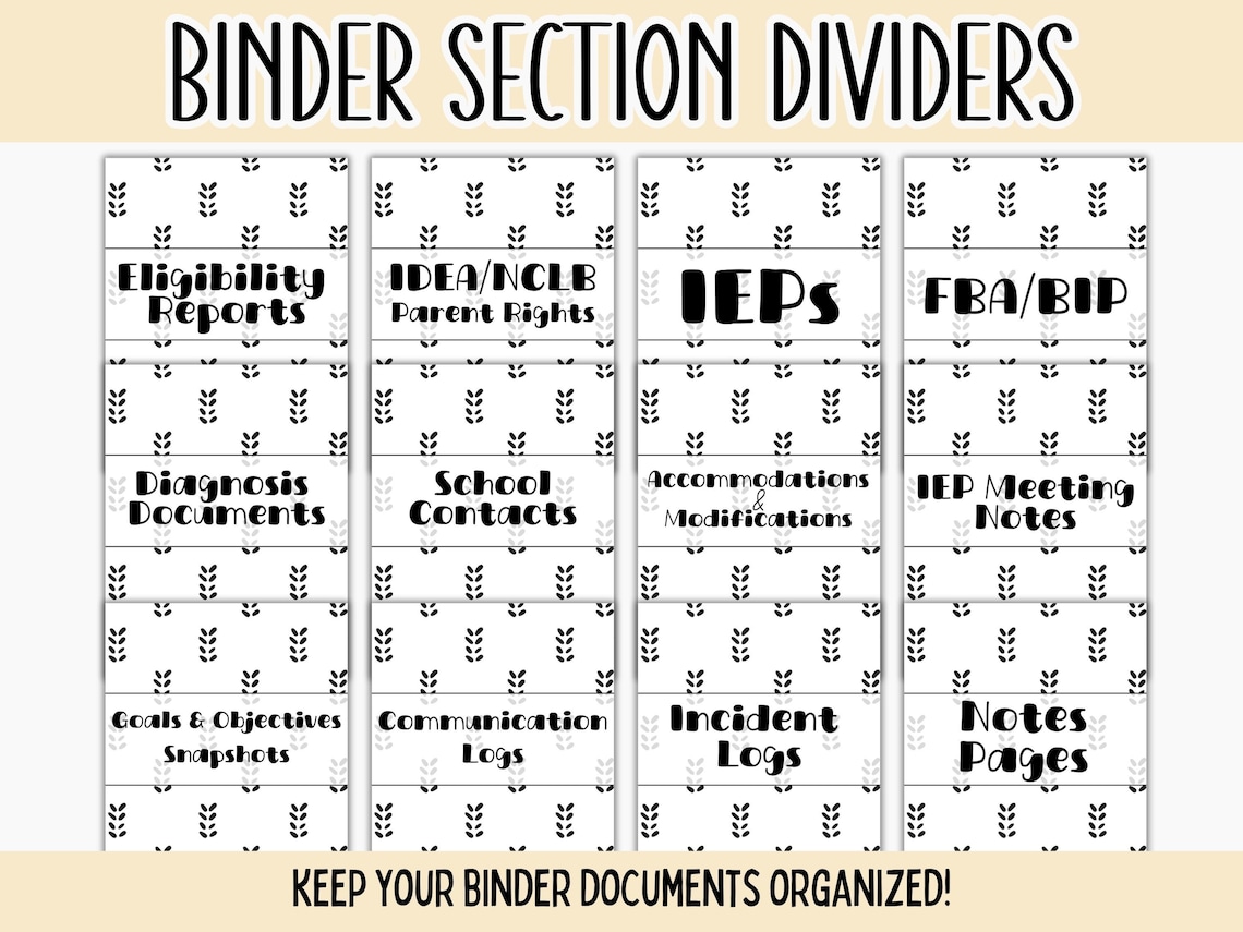 Editable Parent IEP Binder, Printable IEP Meeting Tracker, Editable ...