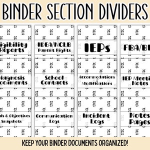 Editable Parent IEP Binder, Printable IEP Meeting Tracker, Editable ...