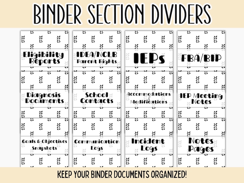 Editable Parent IEP Binder, Printable IEP Meeting Tracker, Editable ...